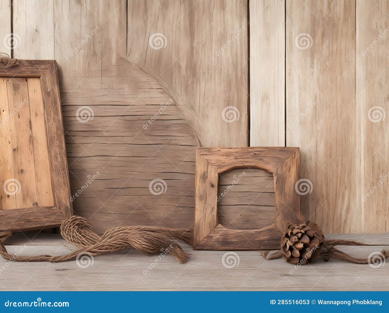 Wooden Background with Rustic Decorative Elements Illustration Product ...