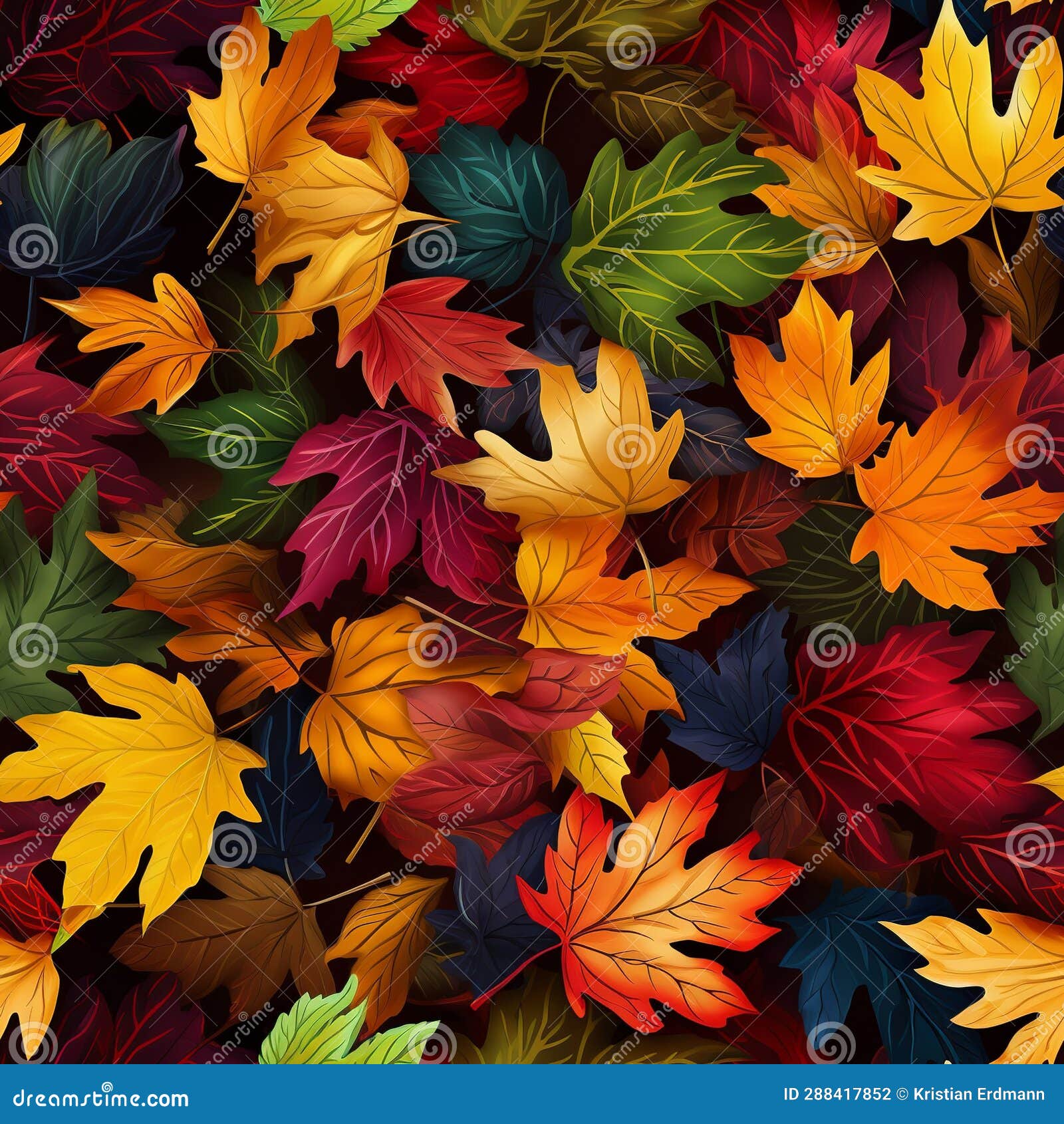 Cascade of Colorful Autumn Leaves Seamless Pattern Stock Illustration ...