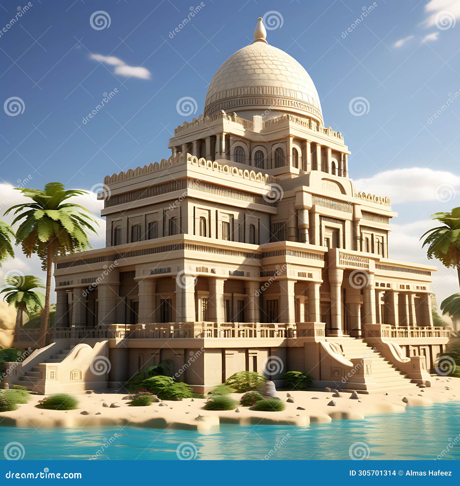 Timeless Splendor: 3D Illustration of an Old Egyptian Building Stock ...