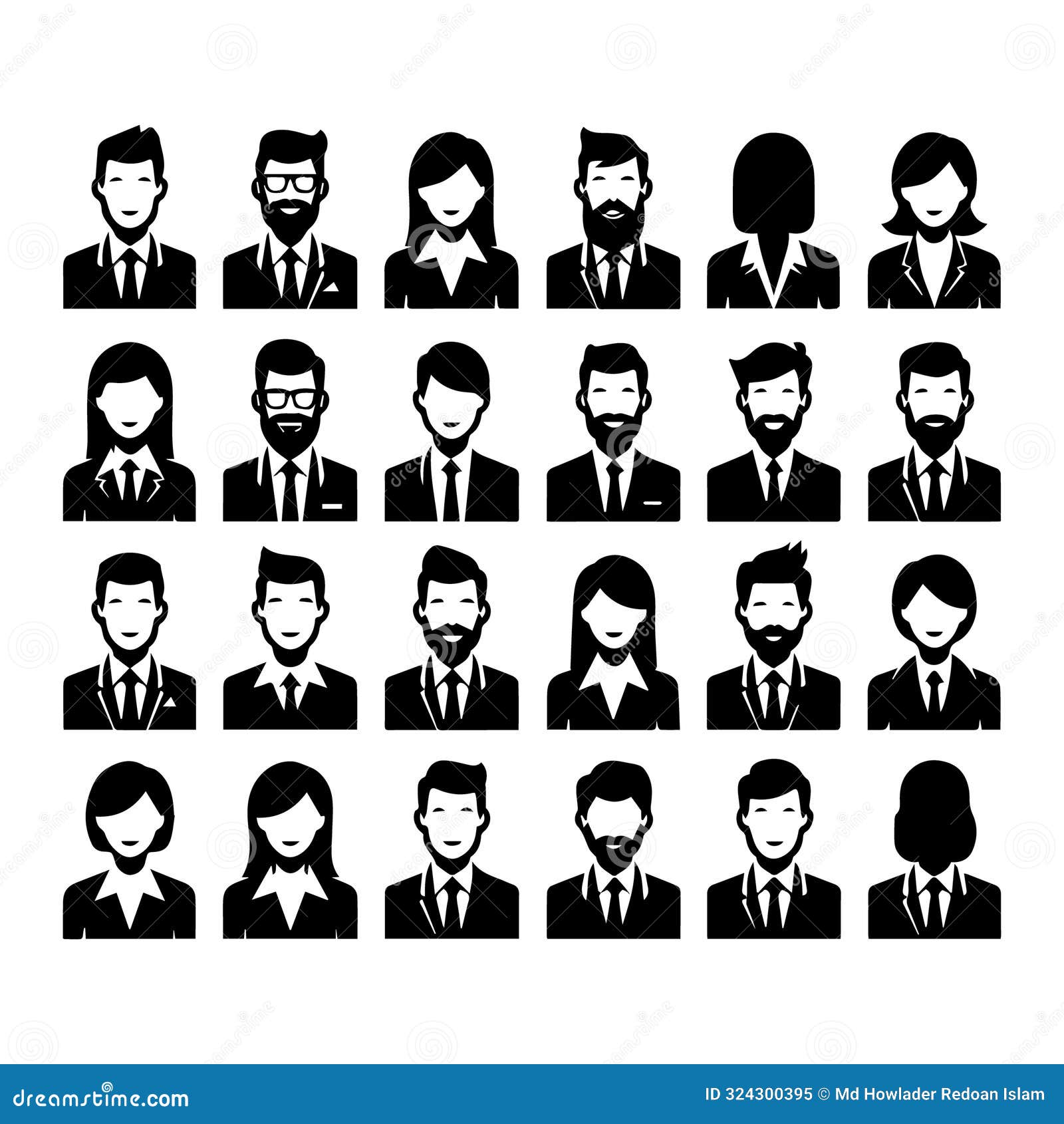 Classic Student Avatar Silhouette Vector Illustration Pack Stock Vector ...
