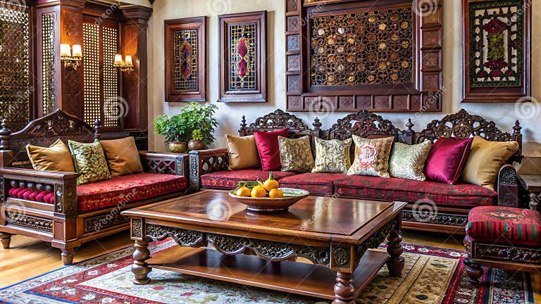 A Timeless Tapestry: an Indian Living Room with Rich Dark Wood ... A Timeless Tapestry: an Indian Living Room with Rich Dark Wood ...