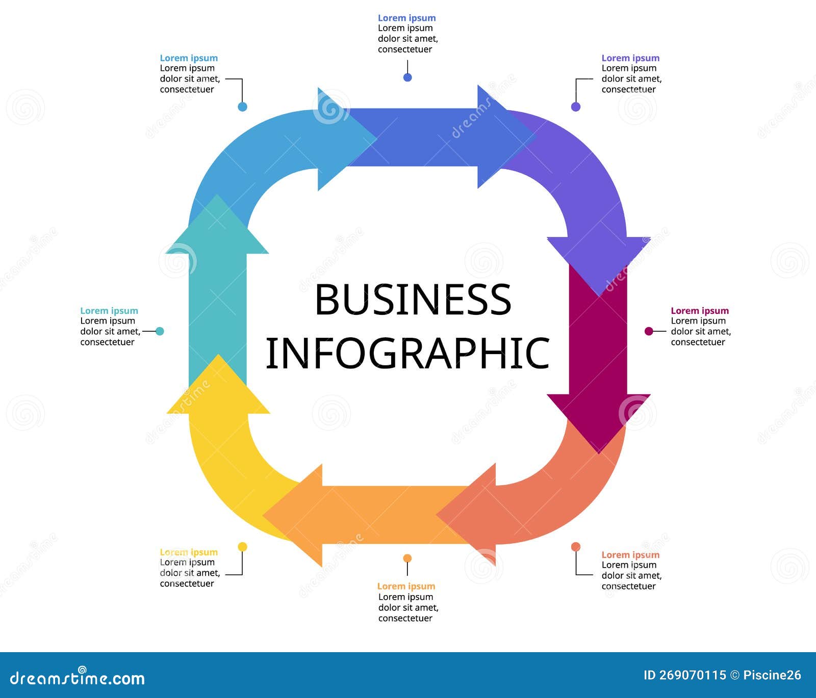 Timeline Arrow Circle Chart Template for Infographic for Presentation for 8 Element Stock Vector ...