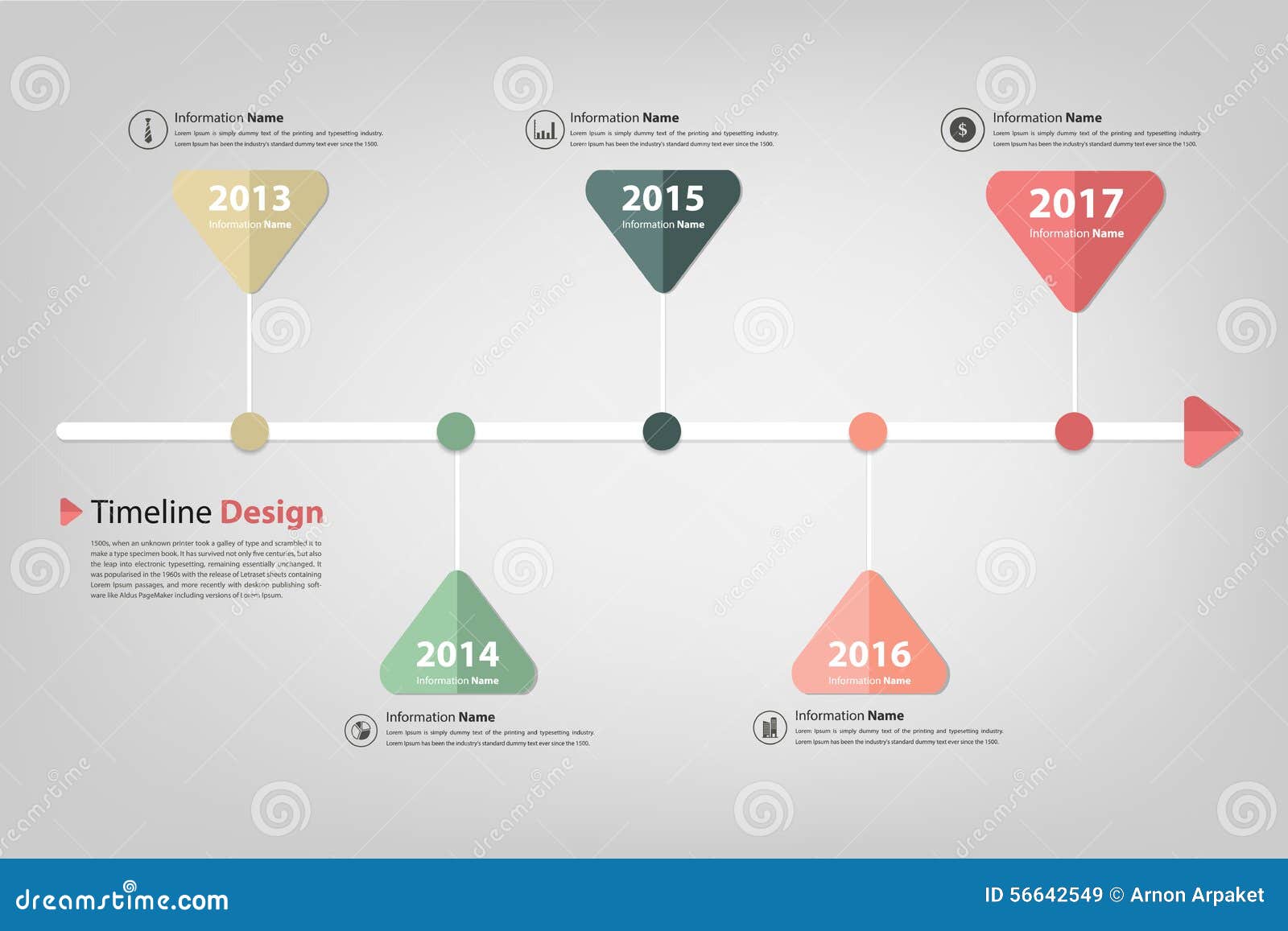 Timeline Arrow Dot with Business Icon Stock Vector - Illustration of ...