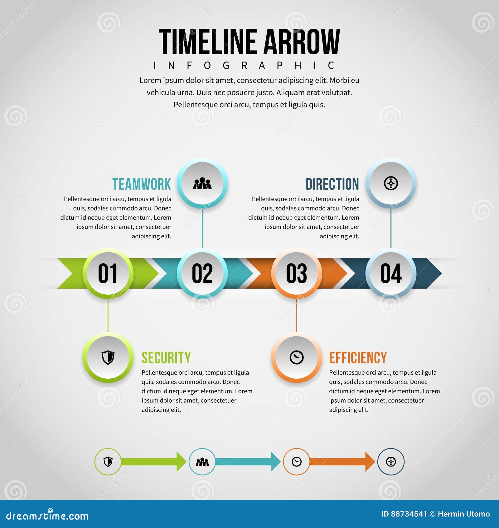 Timeline Arrow Infographic stock vector. Illustration of number - 88734541