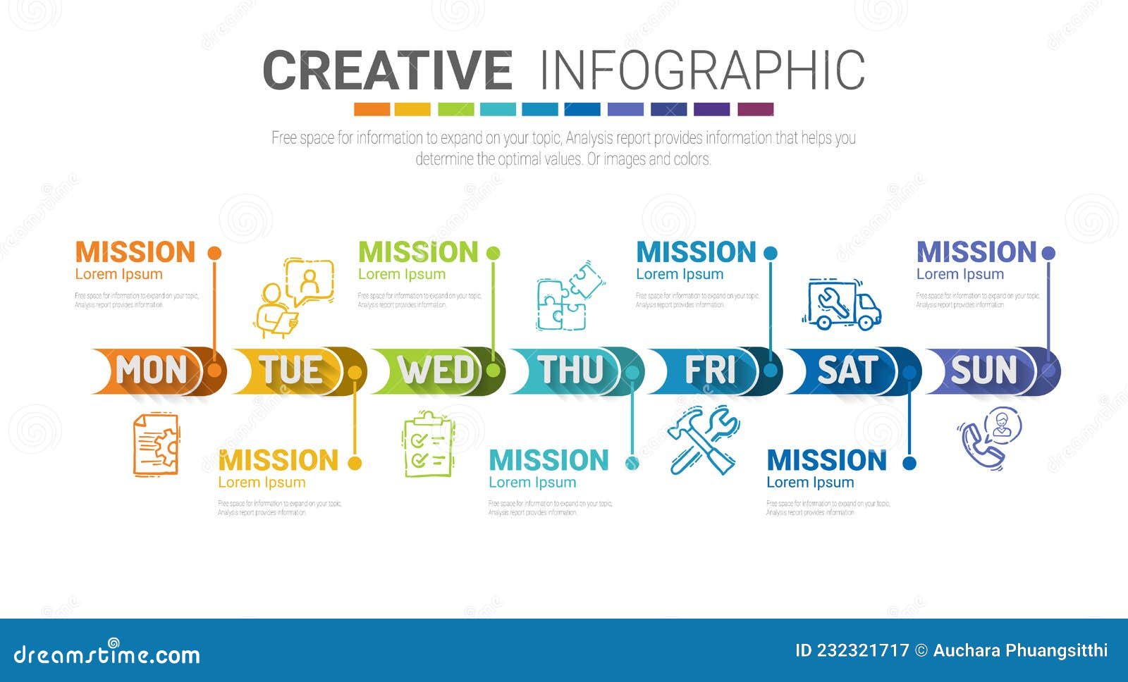 Timeline Business for 7 Day, Nfographics Design Stock Vector ...