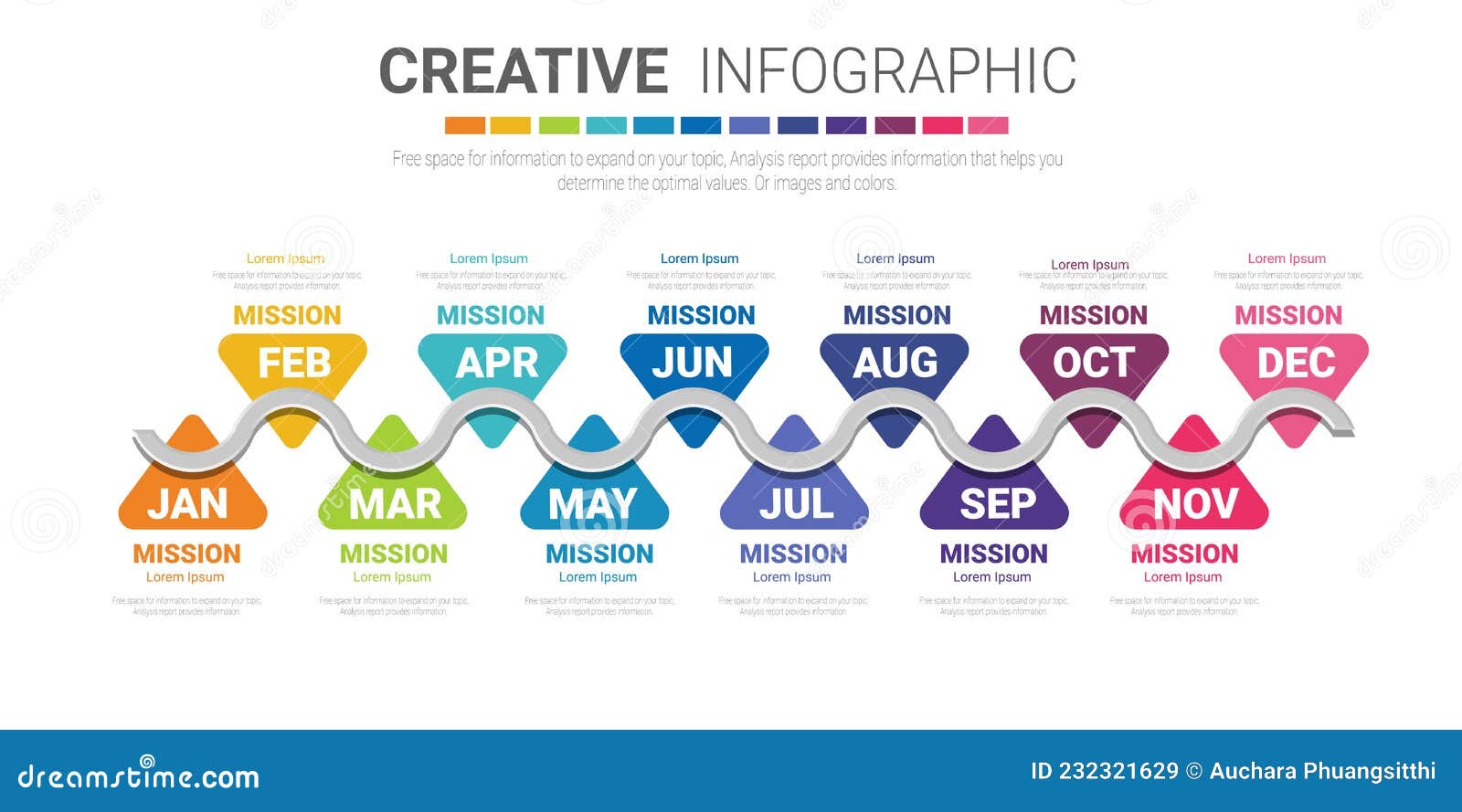 Timeline Business for 12 Months, Infographics Element Design Stock ...