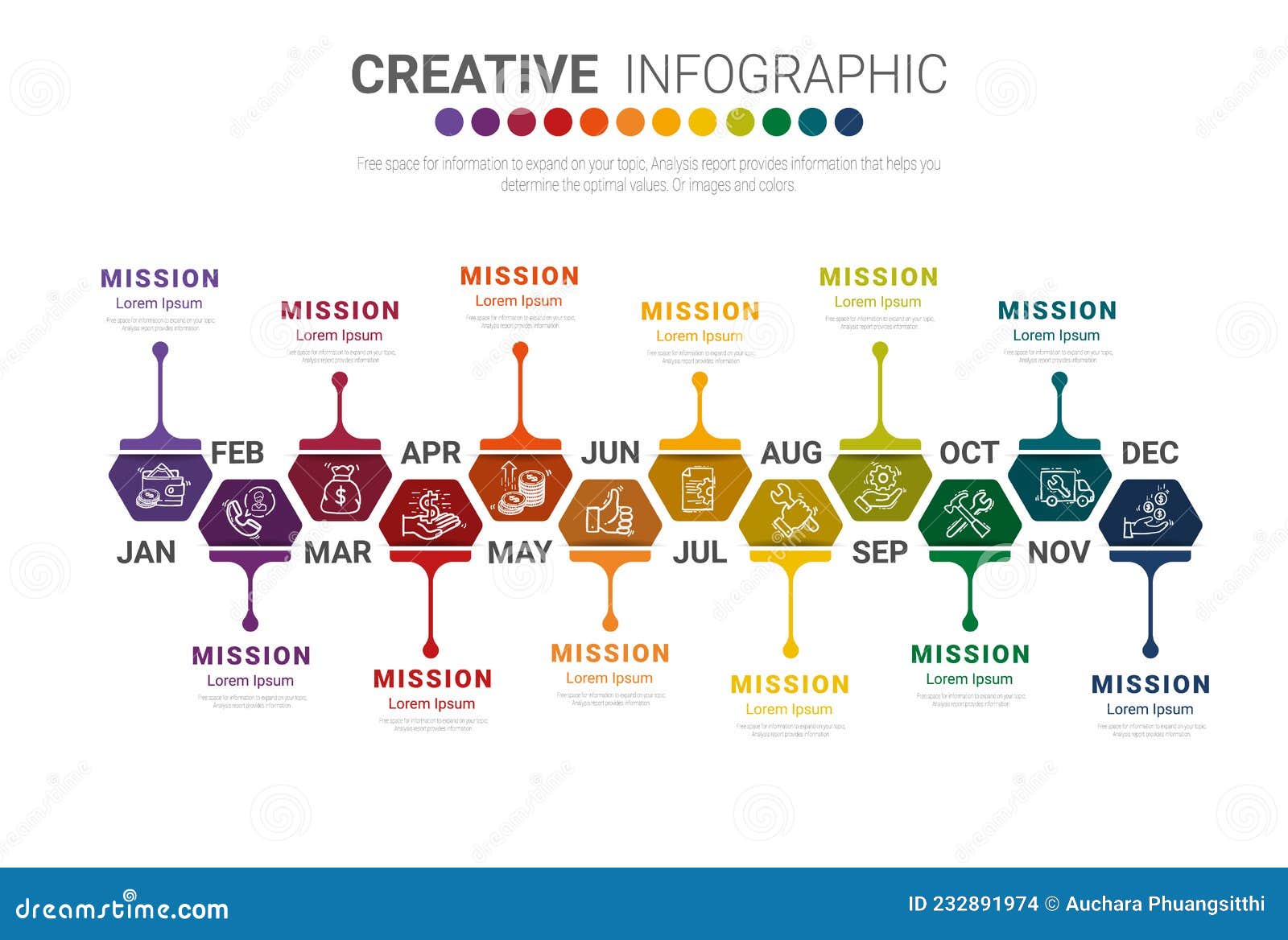 12 Months, Infographics All Month Planner Design And Presentation ...