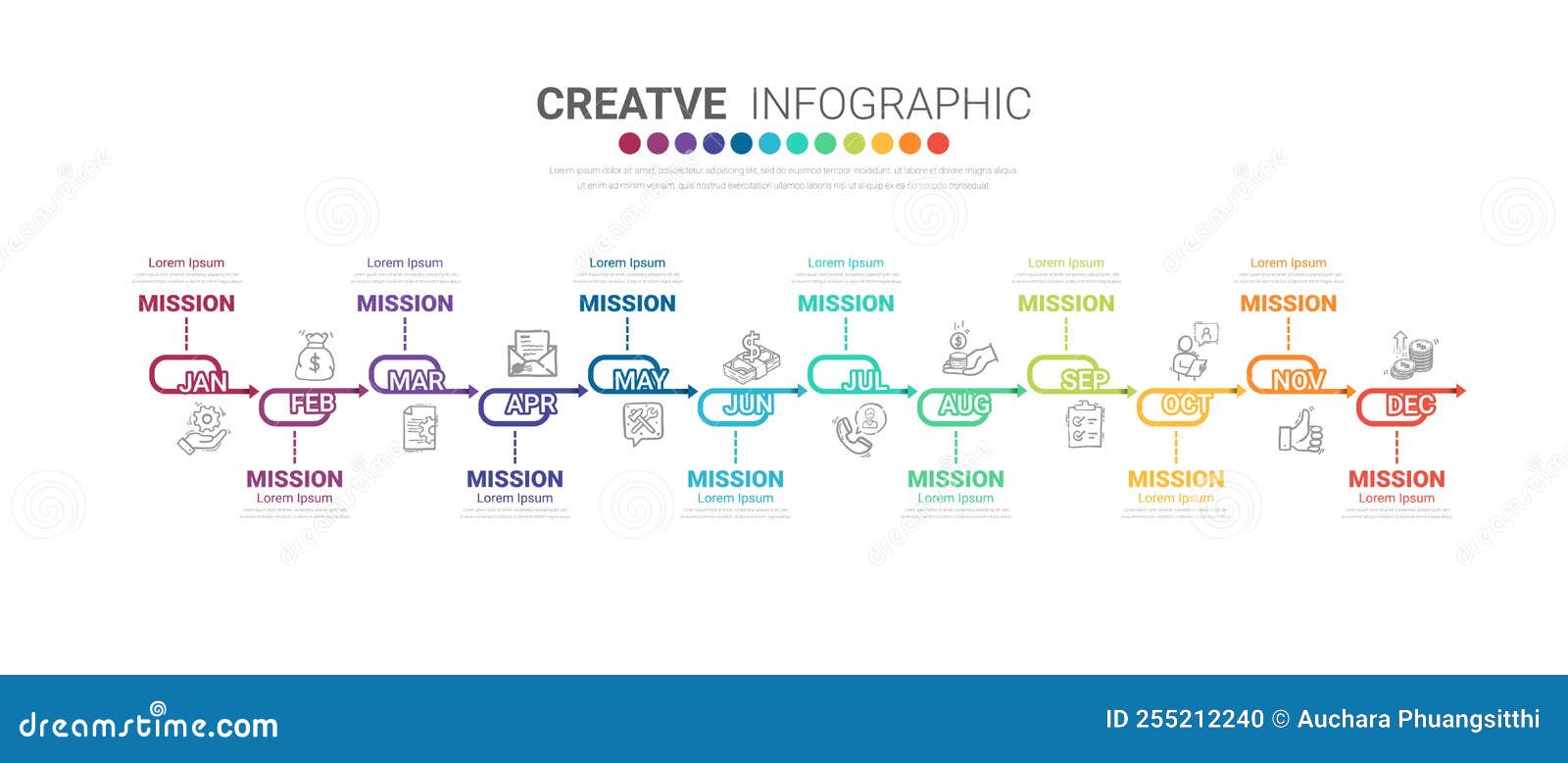 Timeline Business for 12 Months, Infographics Element Design Stock ...