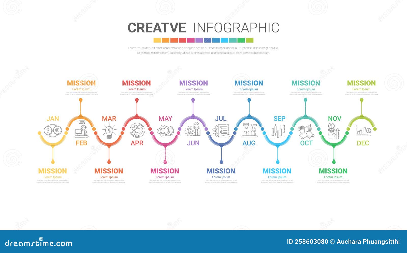 Timeline Business for 12 Months, Infographics Element Design Stock ...