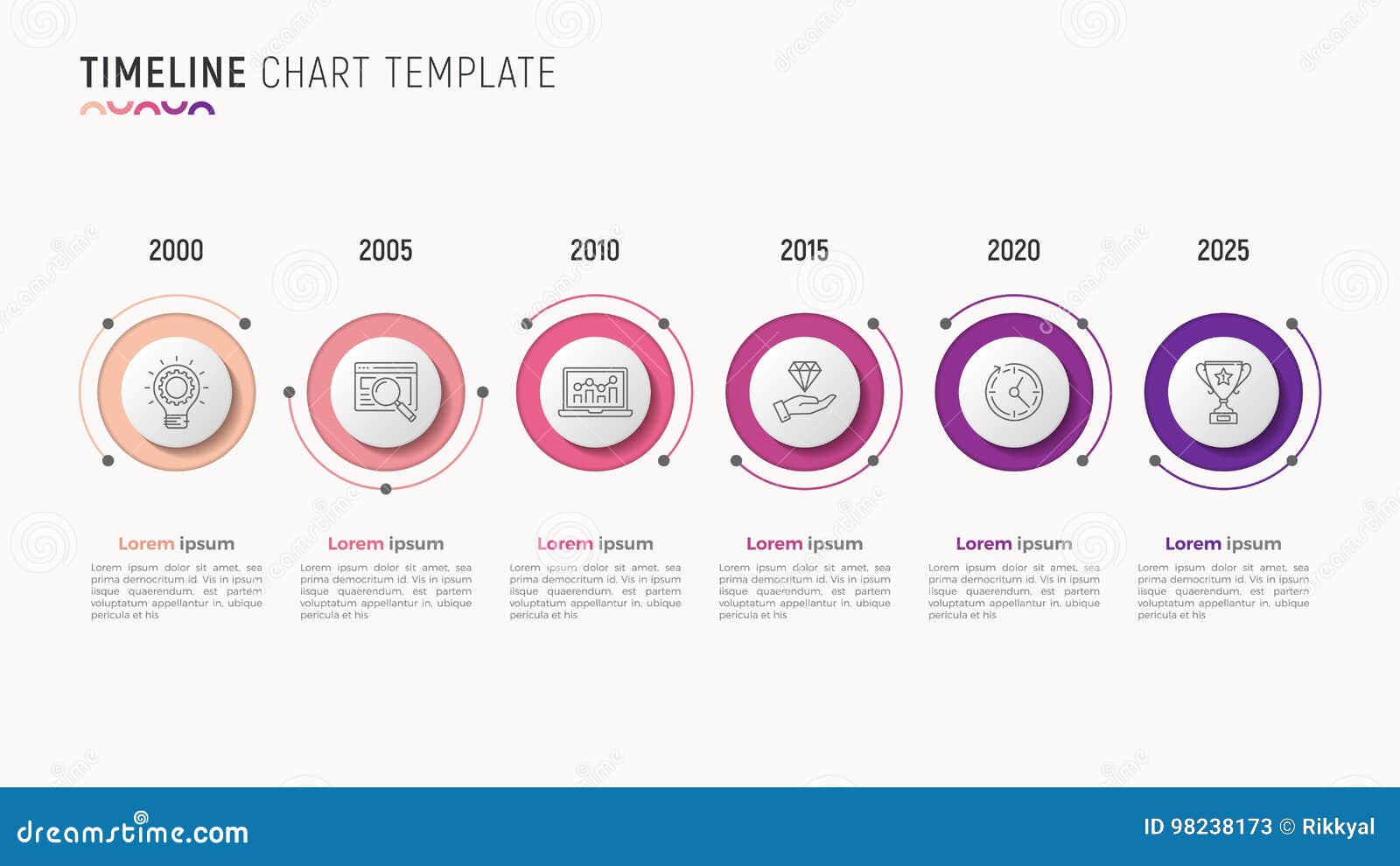 Timeline Chart Infographic Design for Data Visualization. 6 Step Stock ...