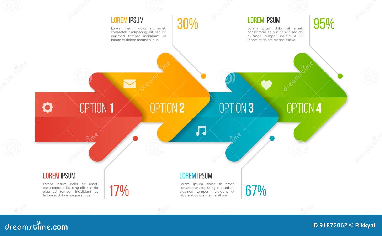Timeline Chart Infographic Template with Arrows. 4 Options. Stock ...