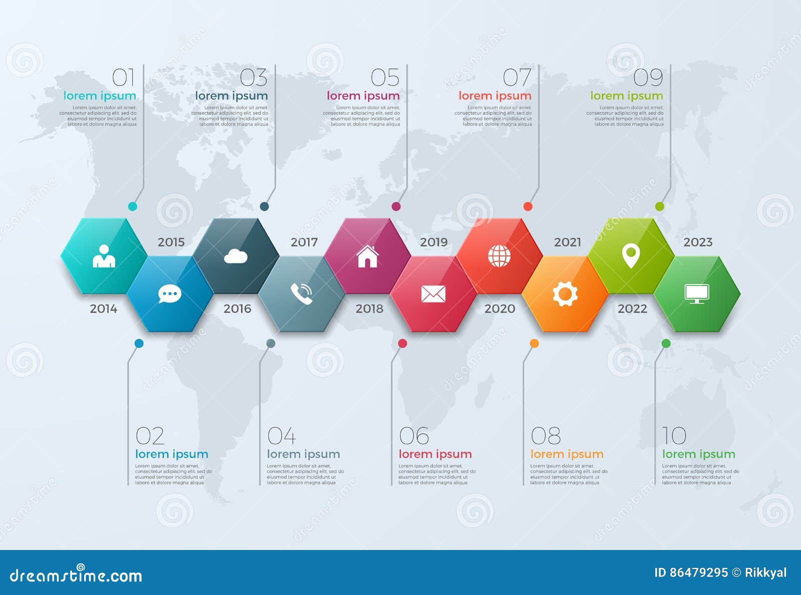 Timeline Chart Infographic Template with 10 Options Stock Vector ...