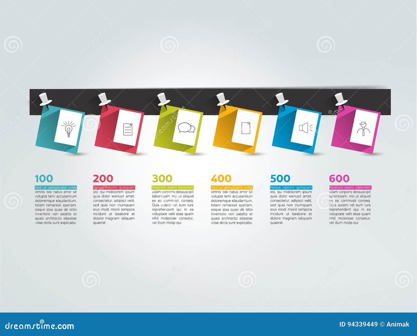 Timeline. Color Memory Stickers With Text Fields And Numbers. Cartoon ...