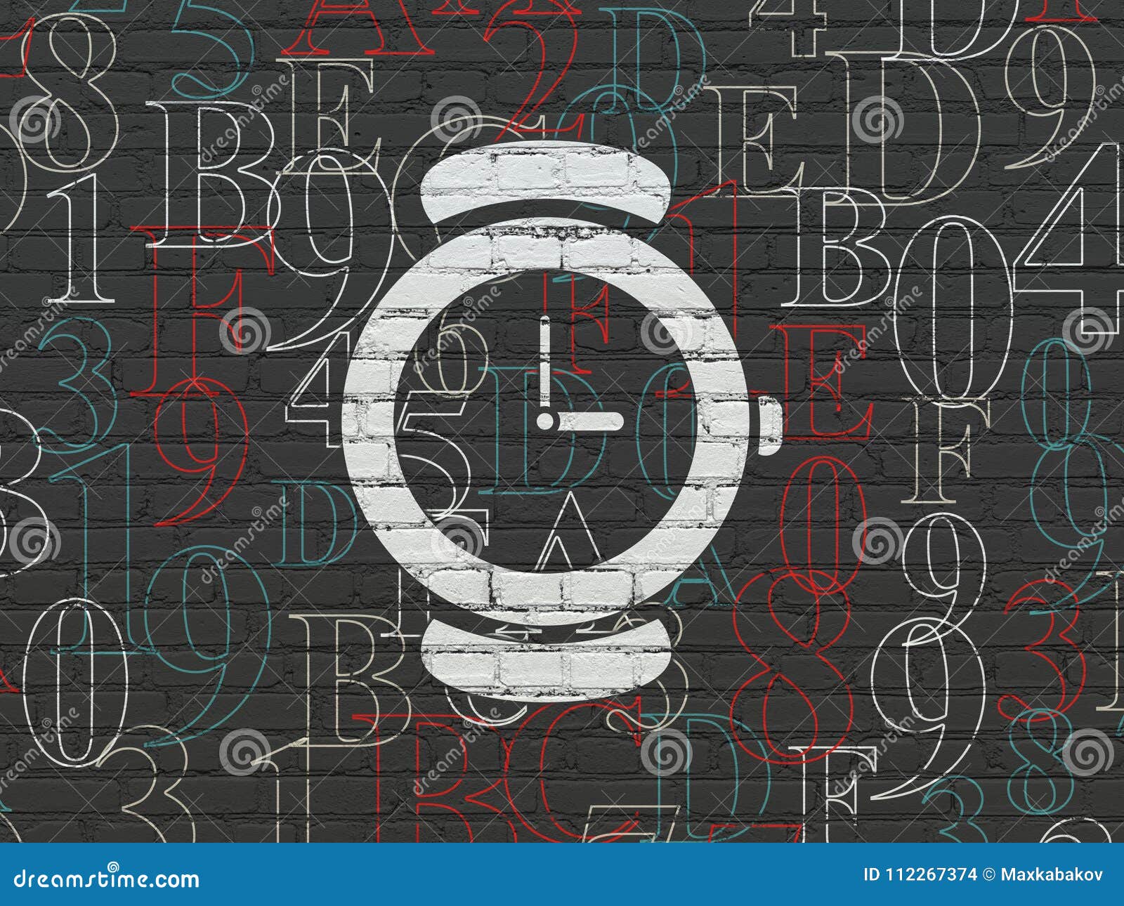 Timeline Concept: Hand Watch on Wall Background Stock Illustration ...