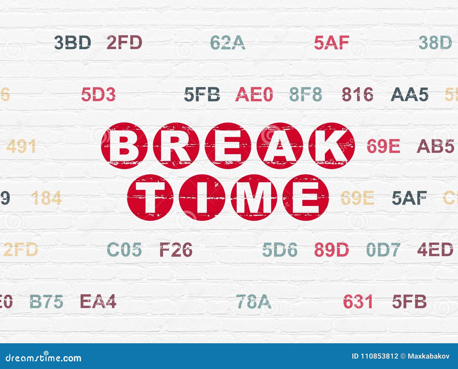 Timeline Concept: Break Time on Wall Background Stock Illustration ...