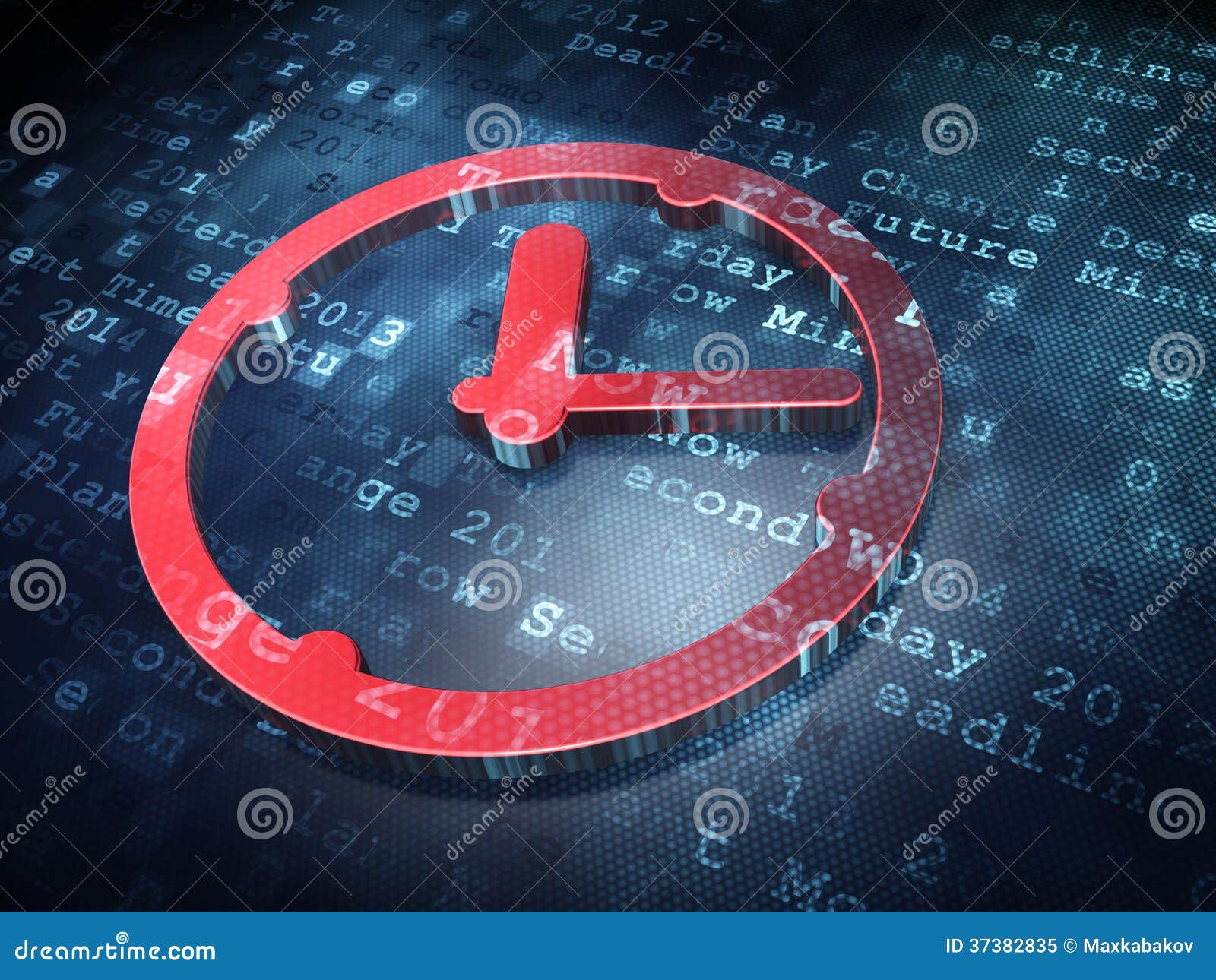 Timeline Concept: Red Clock on Digital Background Stock Illustration ...