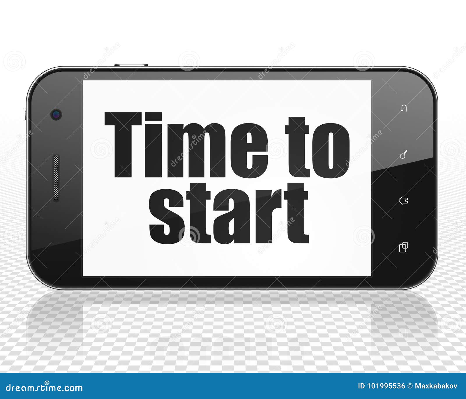 Timeline Concept: Smartphone with Time To Start on Display Stock ...