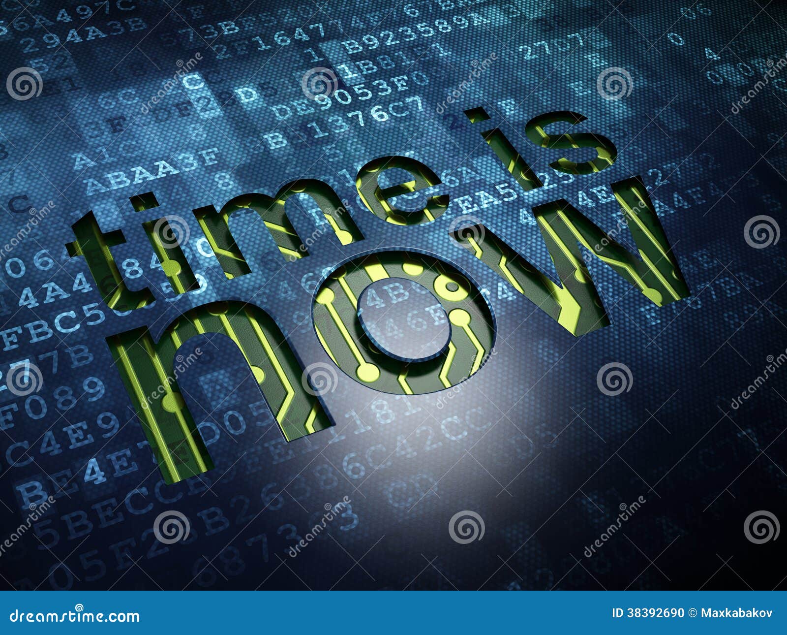 Timeline Concept: Time is Now on Digital Screen Stock Illustration ...