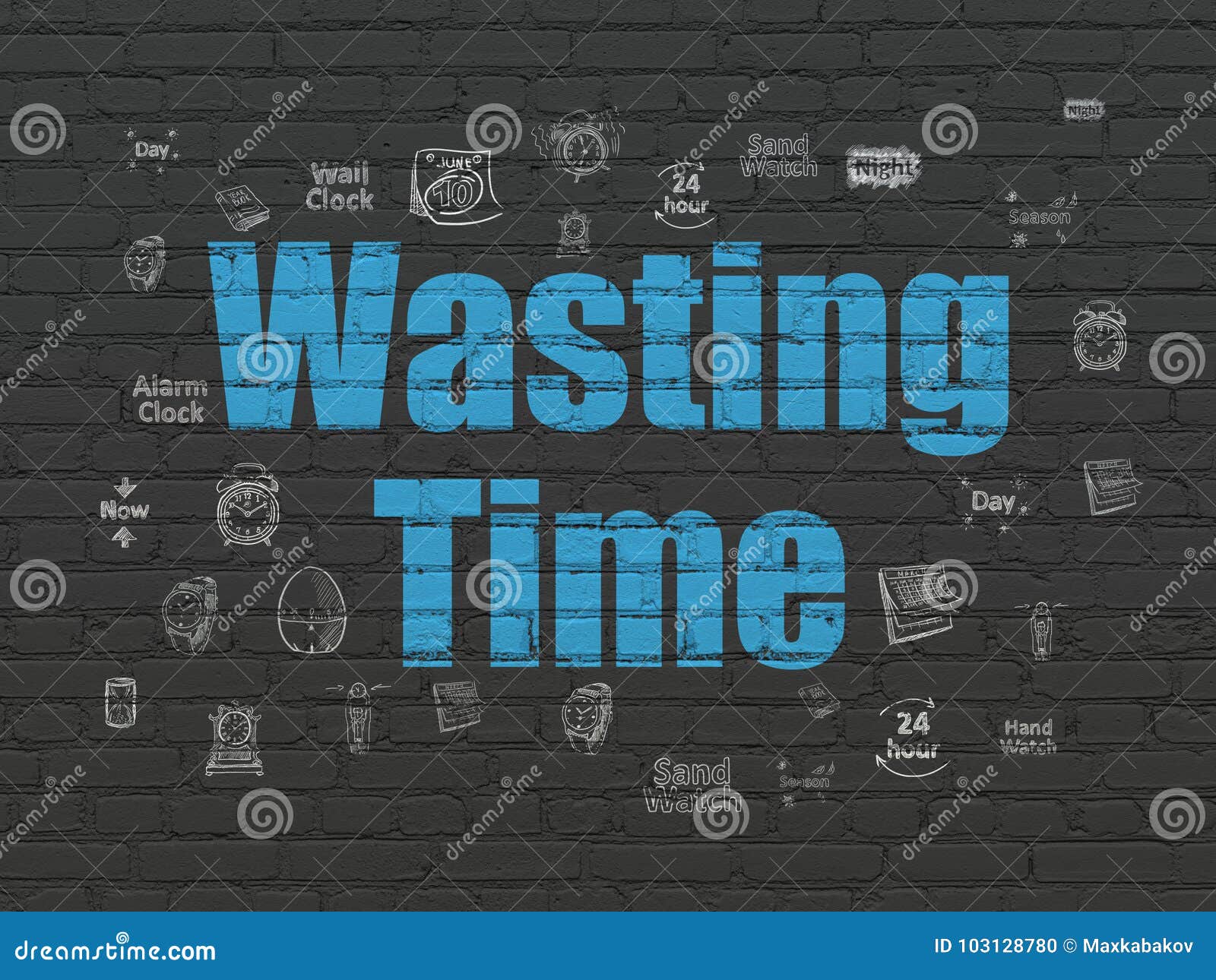 Timeline Concept: Wasting Time on Wall Background Stock Illustration ...
