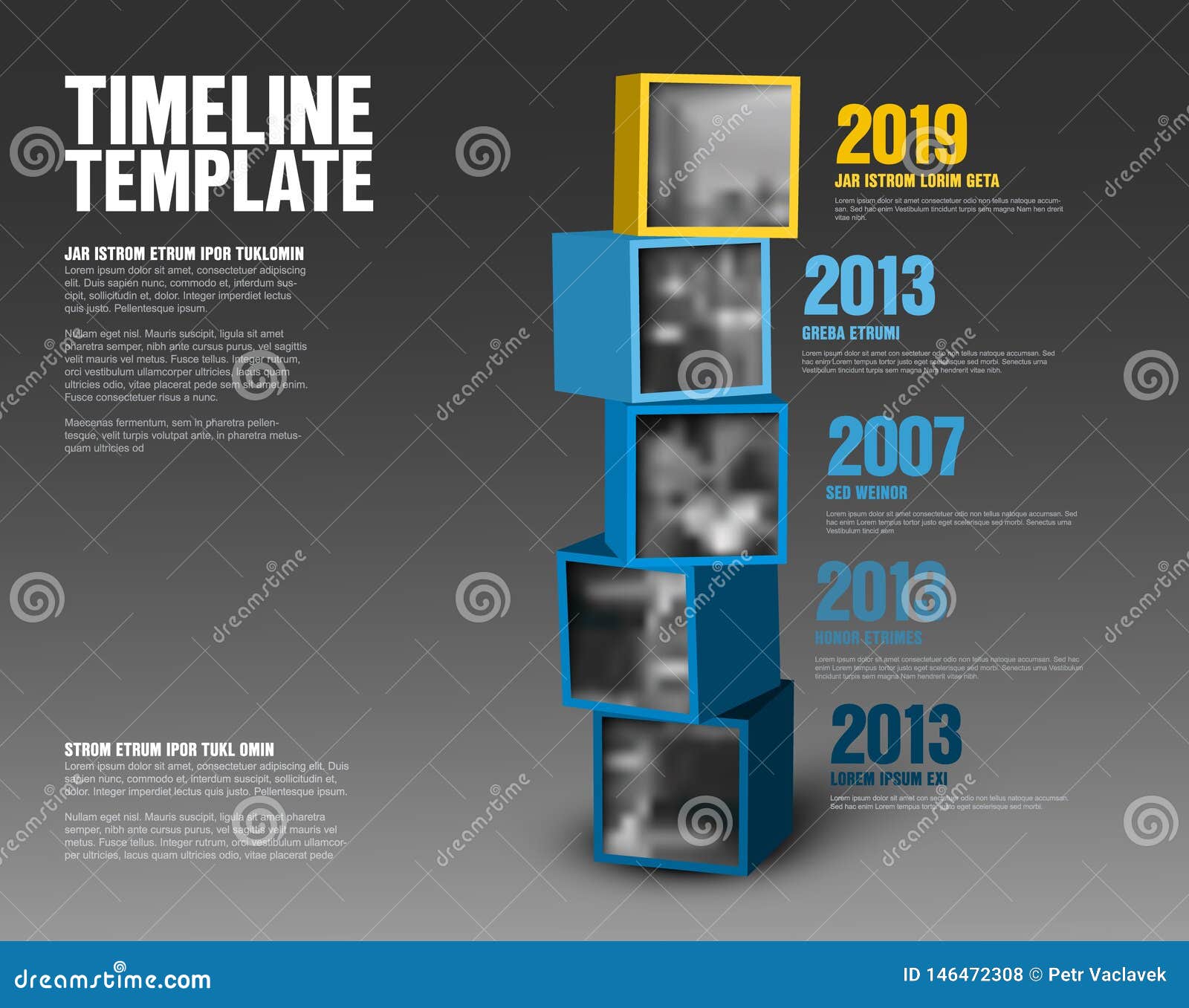 Timeline Cubes With Photos Template Vector Illustration | CartoonDealer ...