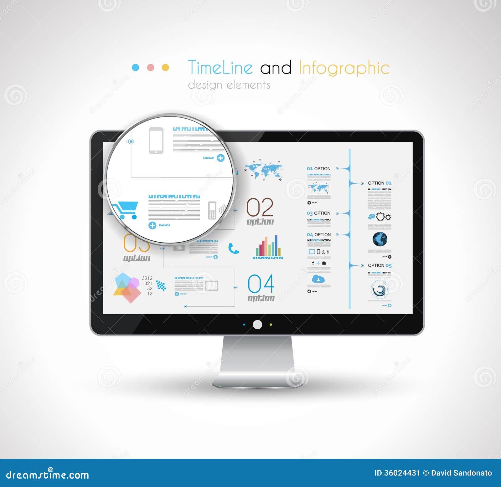 Timeline Design in a Modern HD Screen Computer: Stock Illustration ...
