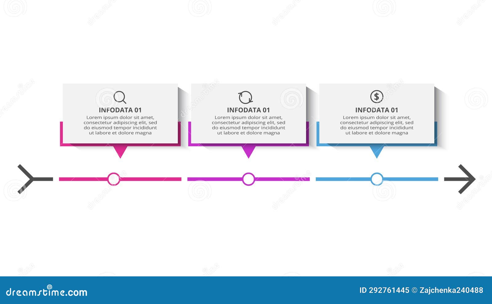 Timeline with 3 Elements, Infographic Template for Web, Business ...