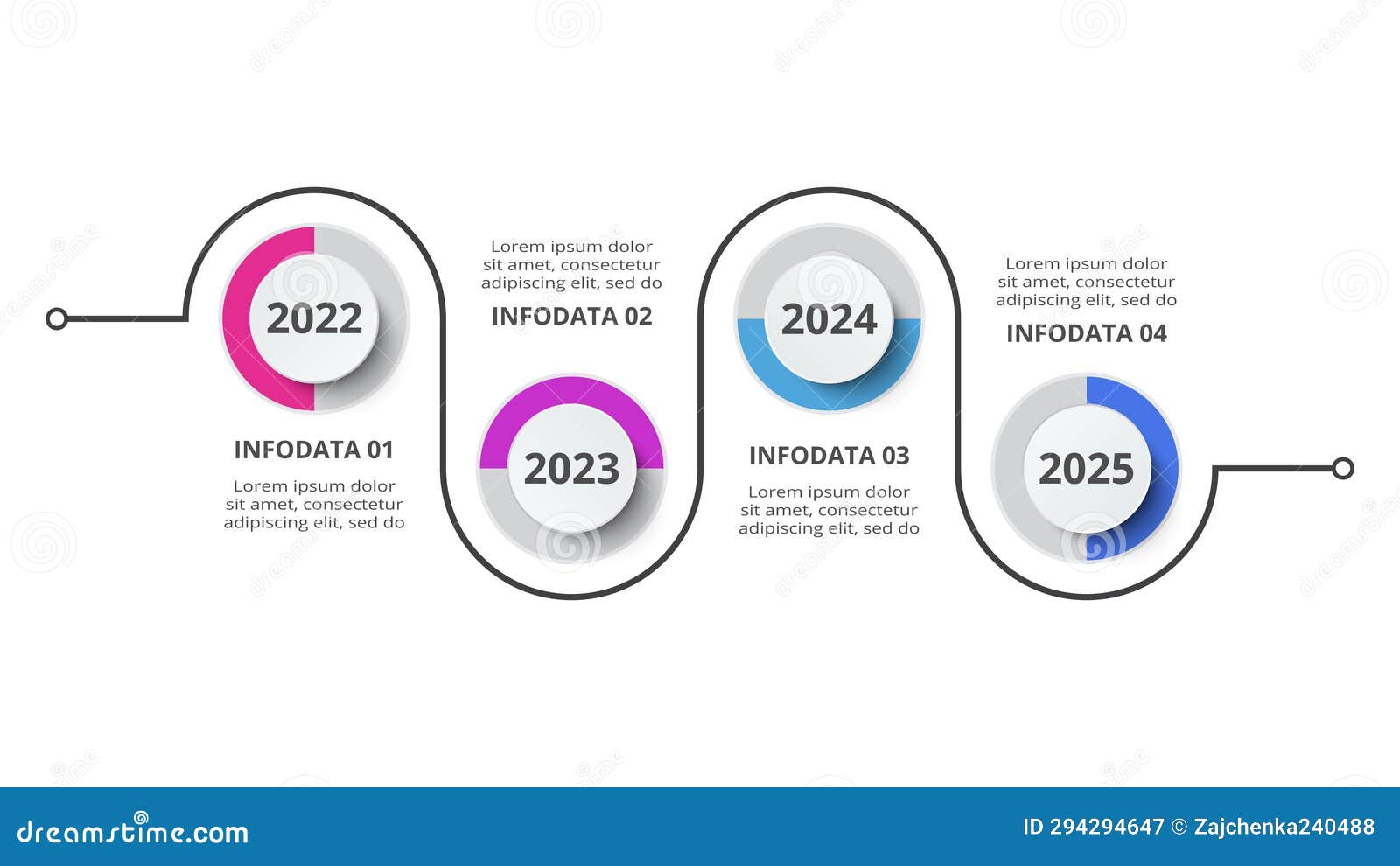 Timeline with 4 Elements, Infographic Template for Web, Business ...