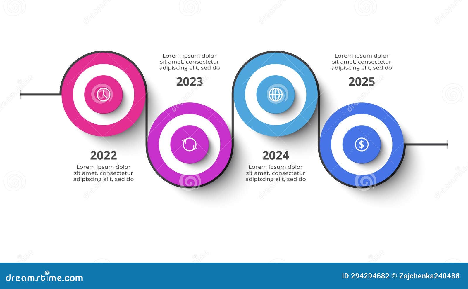 Timeline with 4 Elements, Infographic Template for Web, Business ...
