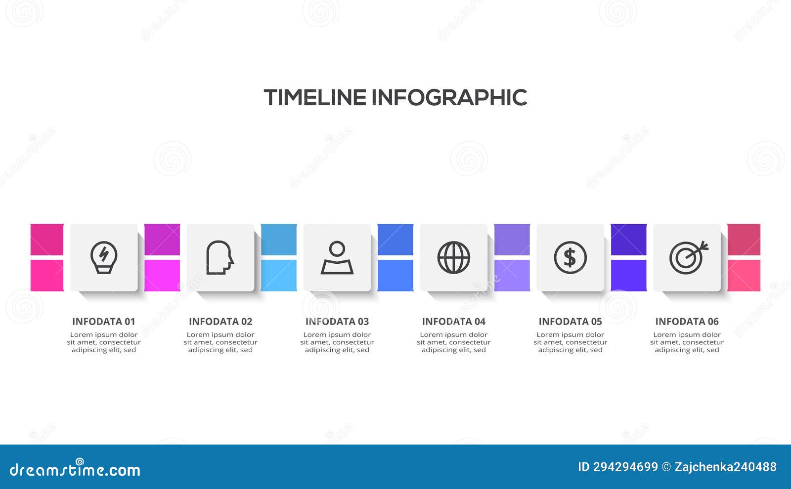 Timeline with 6 Elements, Infographic Template for Web, Business ...
