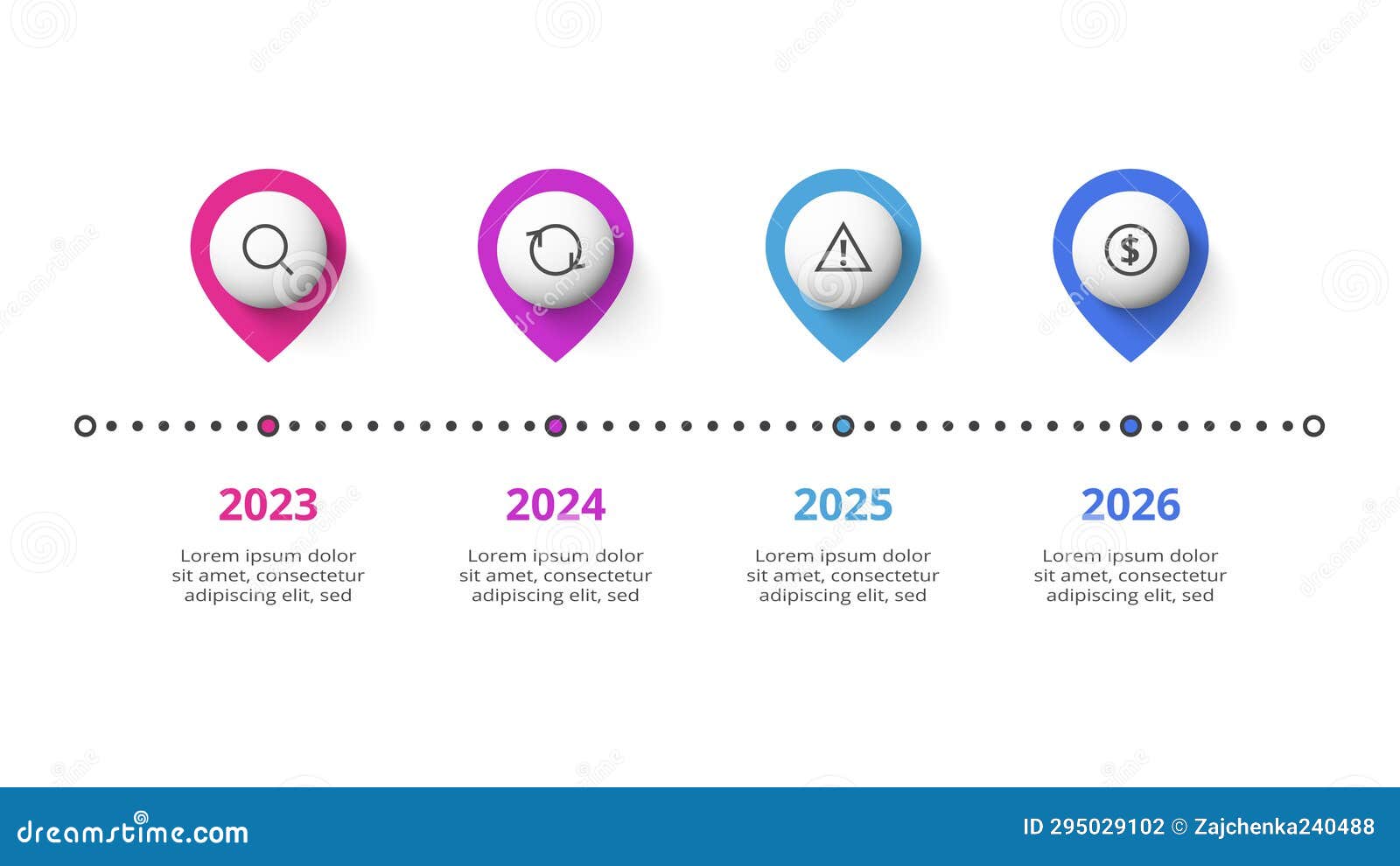 Timeline with 4 Elements, Infographic Template for Web, Business ...