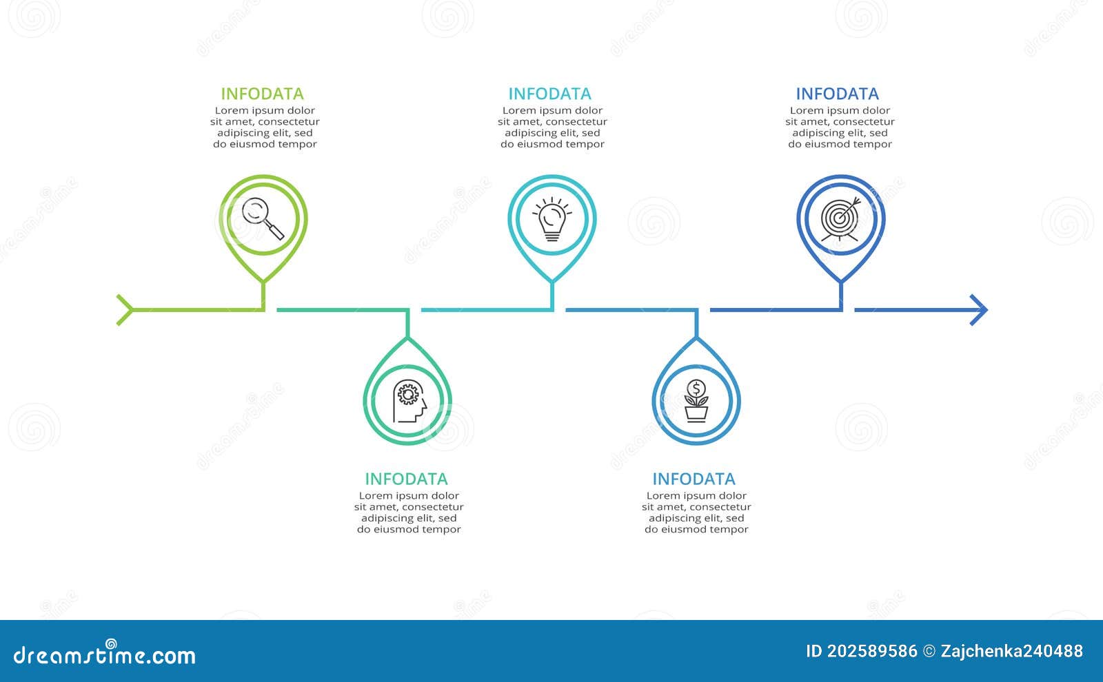 Timeline with 5 Elements, Infographic Template for Web, Business ...