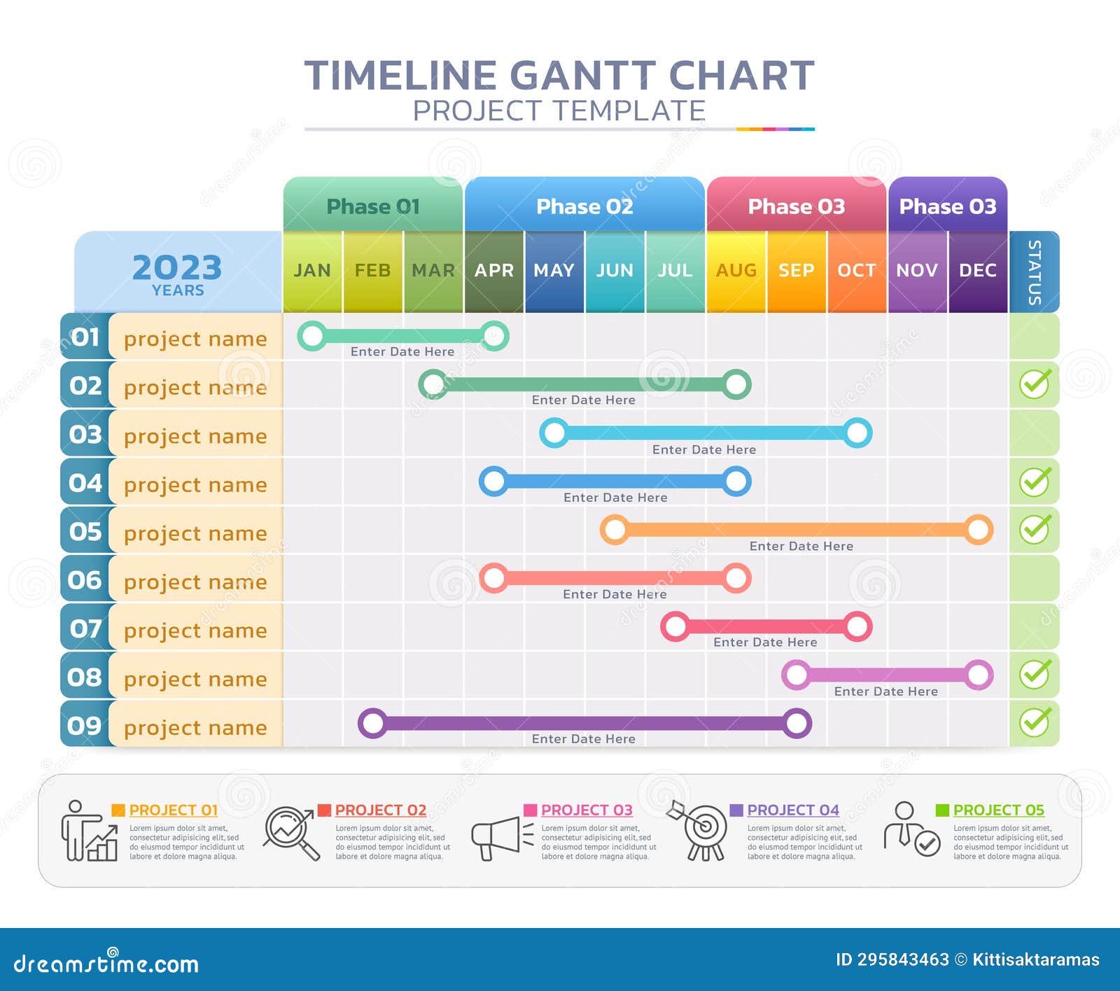 Timeline Gantt Chart Infographic Template Backgrounds Stock Vector ...