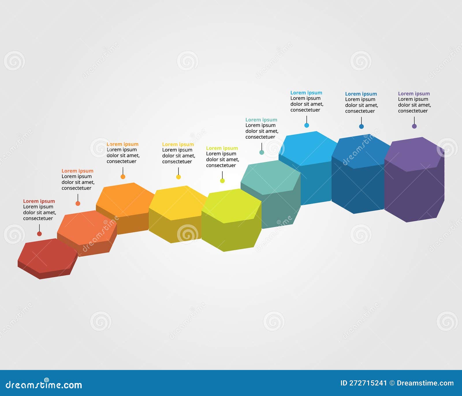 Timeline with Hexagon Shape for Infographic Presentation Template with ...