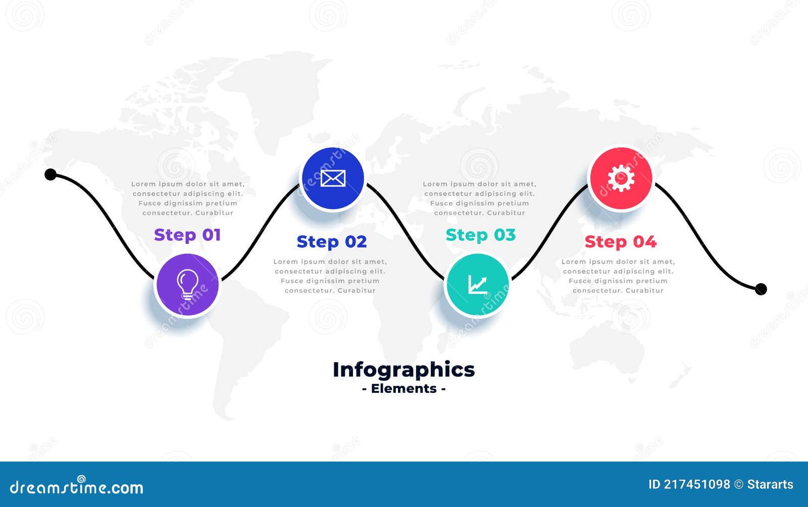 Timeline Infograph with Four Steps Stock Vector - Illustration of line ...