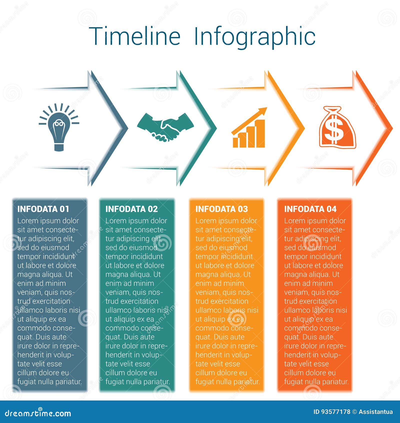 Timeline Infographic 4 Color Arrows Stock Vector - Illustration of ...