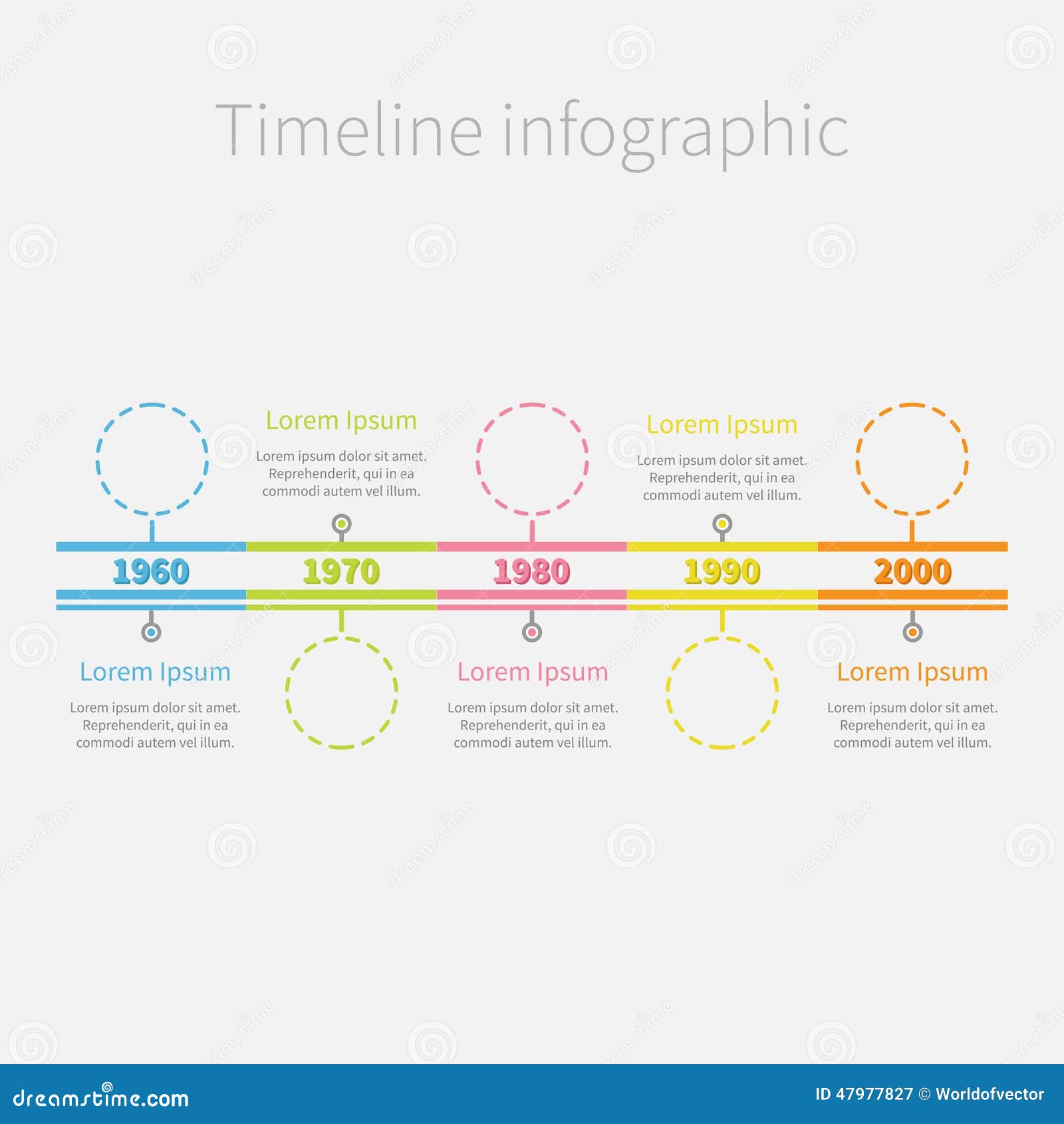 Timeline Infographic Colour Dash Line Circles and Stock Vector ...