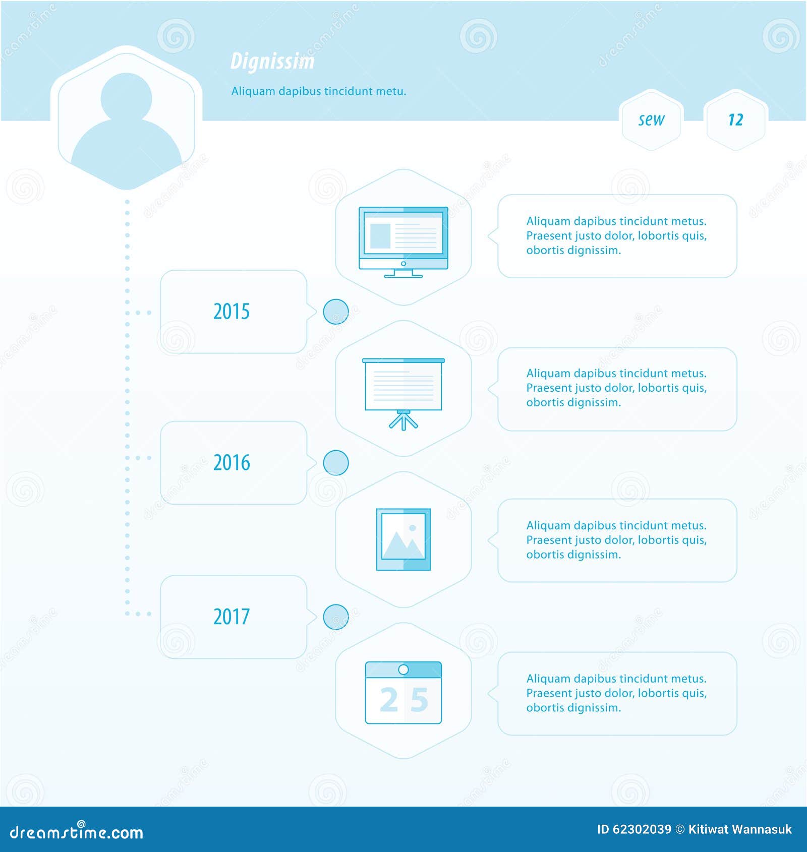 Timeline Infographic Design Bule Color Stock Vector - Illustration of ...
