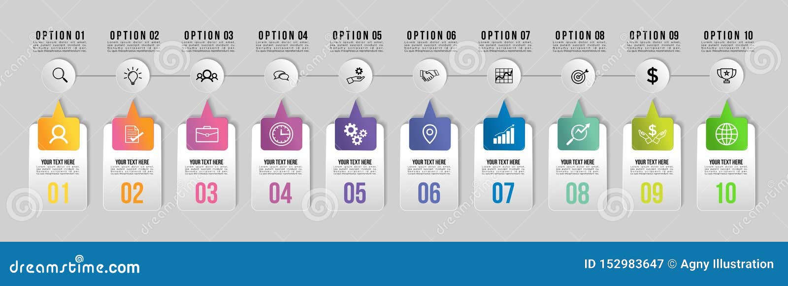 Timeline Infographic Design Template with 8 Options Steps. Start To ...