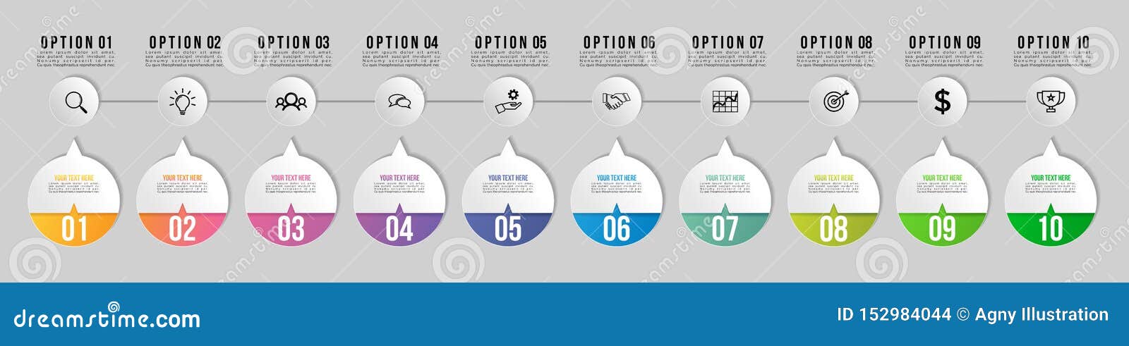 Timeline Infographic Design Template with 8 Options Steps. Start To ...