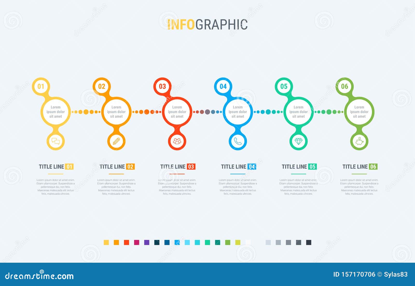 Vector Infographics Timeline Design Template with Rounded Elements ...