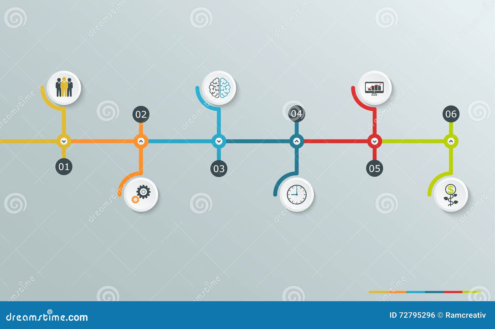 Timeline Infographic Graph with Business Icons,, Step by Step ...