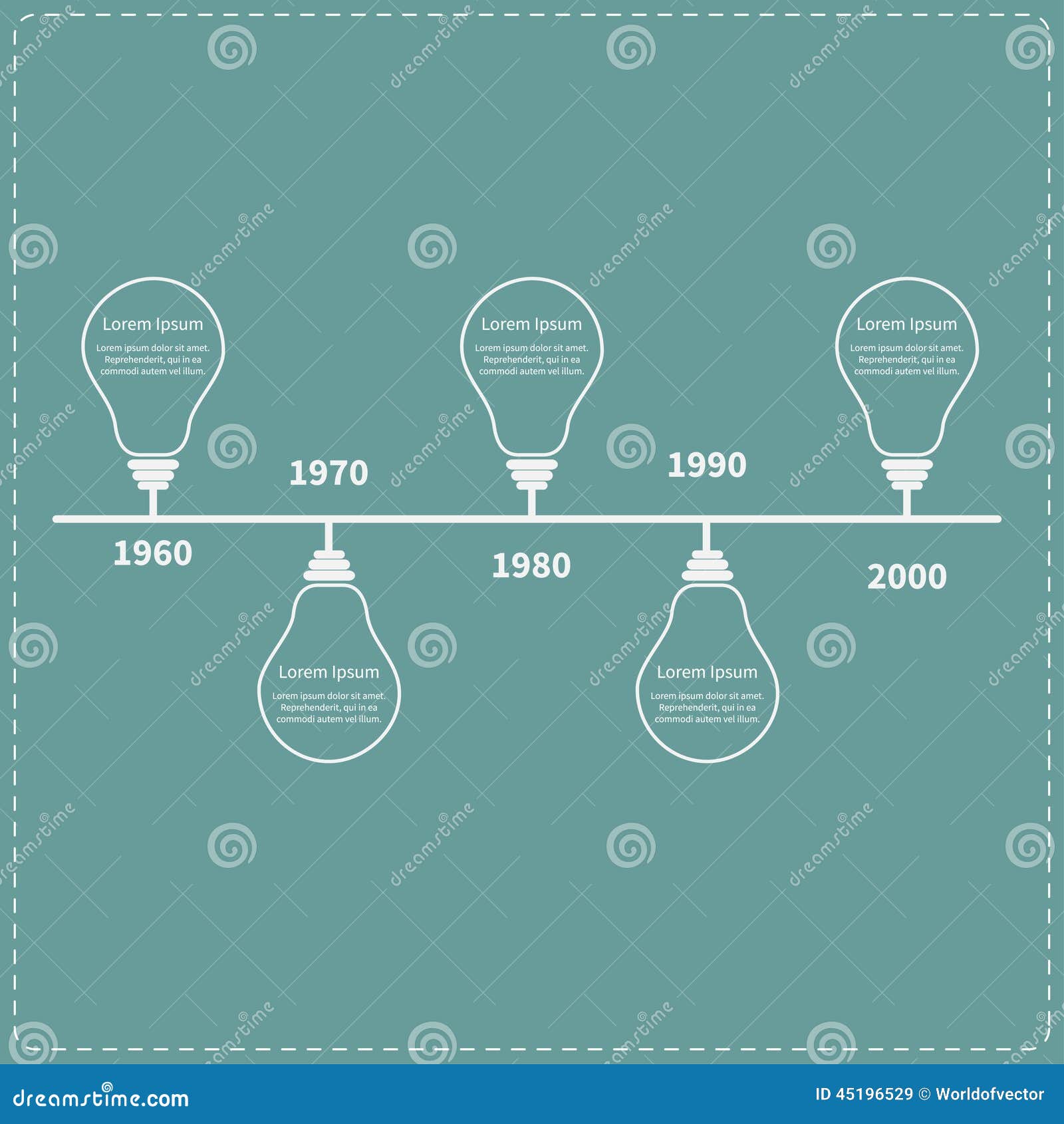 Timeline Infographic with Light Idea Bulb and Text. Template. Flat ...
