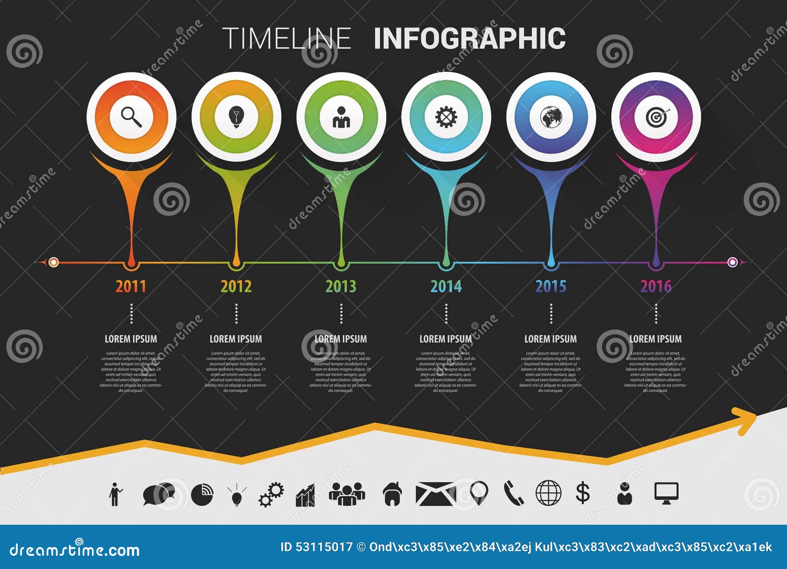 Infographic Modern Timeline Diagram Calendar With Grantt Chart ...
