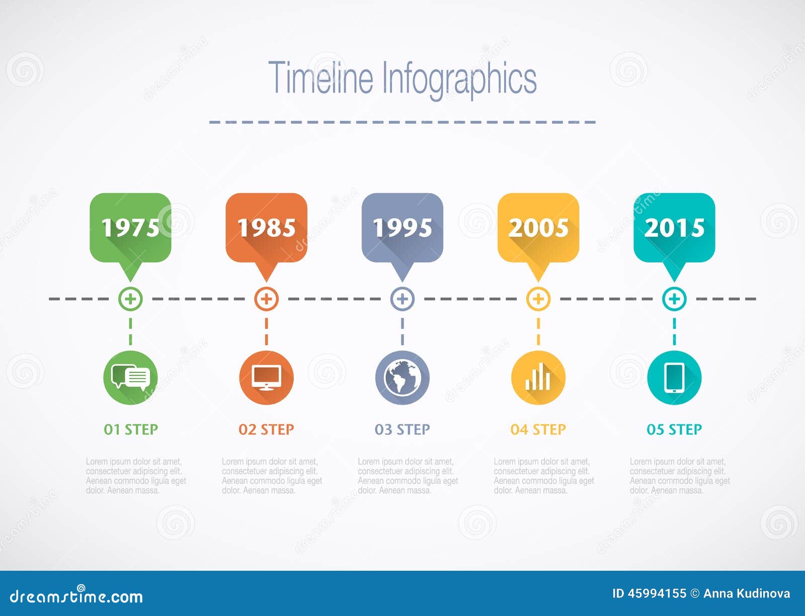 Timeline Infographic with Pointers and Text in Retro Style Stock Vector ...