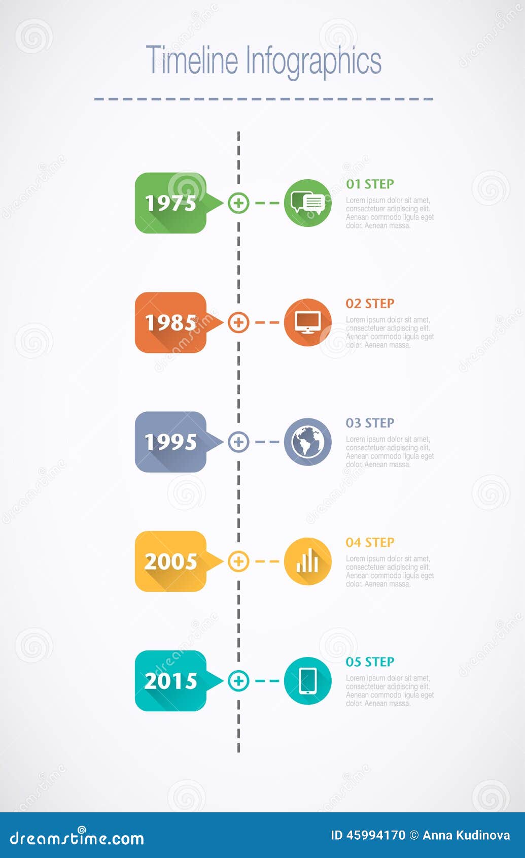 Timeline Infographic with Pointers and Text in Retro Style Stock Vector ...