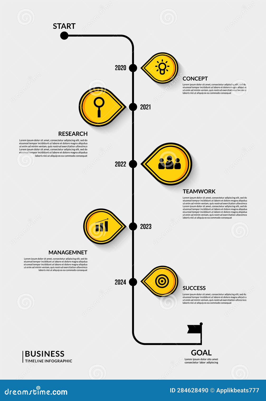 Timeline Infographic Road Map with Multiple Steps, Outline Data ...