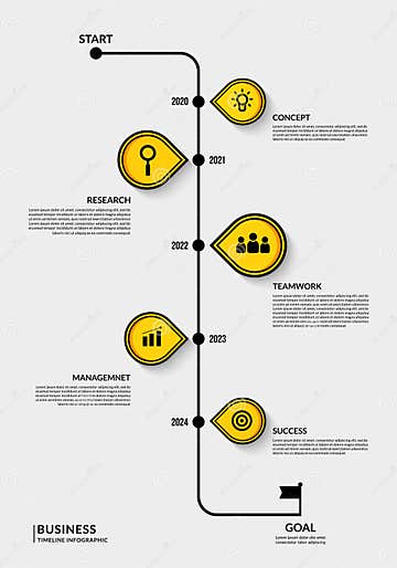 Timeline Infographic Road Map with Multiple Steps, Outline Data ...