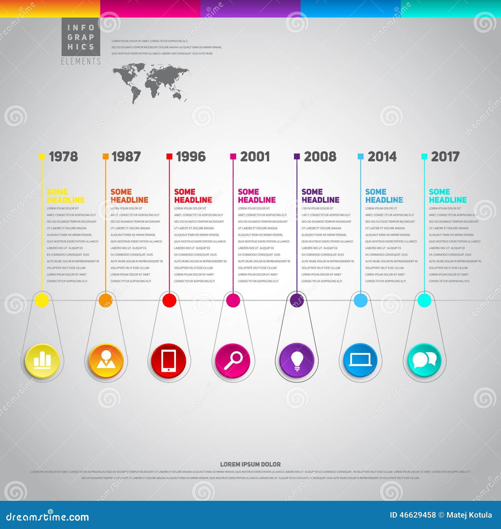 Timeline Infographic. with Set of Icons Vector Design Template Stock ...