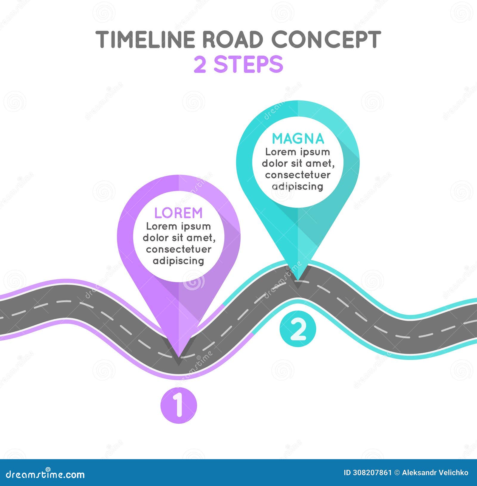 Timeline Infographic 2 Steps Timeline Concept. Winding Road Stock ...