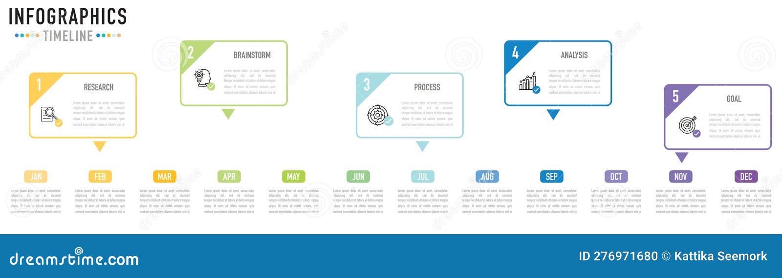 Timeline 12 Months Infographic for Business Presentation Stock Vector ...